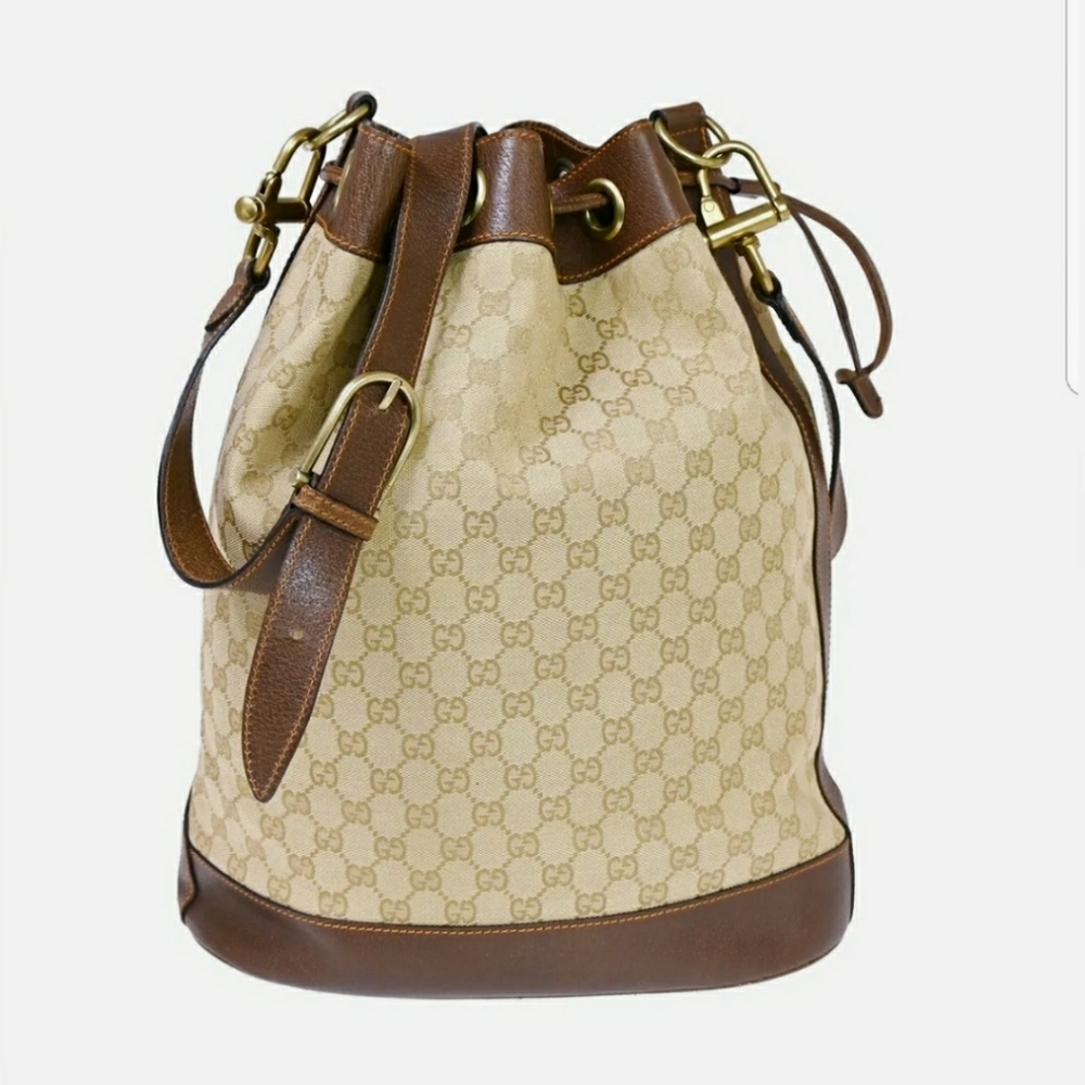 Gucci Gg Pattern Drawstring Shoulder Bag Canvas - Gem